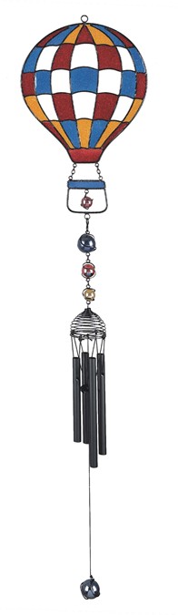 36" Green/Red Glass Air Balloon Wind Chime | GSC Imports